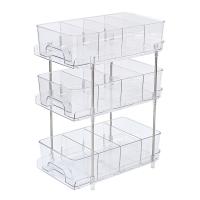 China Professional Clear Plastic Cosmetic Organizer Multi-Tier Snack Shelf Skincare Storage Box for Bedroom Living Room Kitchen for sale