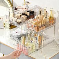 China Professional Clear Plastic Cosmetic Organizer Multi-Tier Snack Shelf Skincare Storage Box for Bedroom Living Room Kitchen for sale