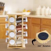 China Rotating Solid Wood Desktop Spice Rack for Kitchen Storage for Party Glass Bottles and New Model Spice Jars for sale