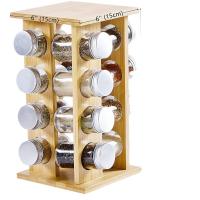 China Rotating Solid Wood Desktop Spice Rack for Kitchen Storage for Party Glass Bottles and New Model Spice Jars for sale