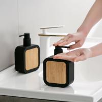 China Bamboo Wood Dispenser Bottle for Liquid Hand Cream and Dishwashing Liquid Hand Sanitizer for Kitchen and Bathroom Countertops for sale