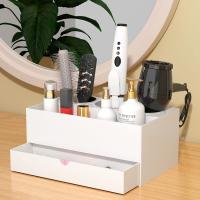 China Clear Black White Acrylic Hair Dryer Storage Box Bathroom Countertop Toiletries Shelf Dressing Table for sale