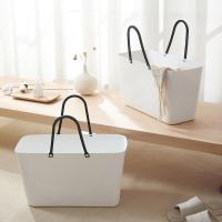 China Multifunctional Plastic Portable Storage Soft Basket Bathroom Laundry Blue Sundries Handbasket Shopping Basket for sale