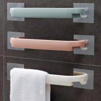 China Hot Selling Wall Mounted Shelf Floating No Drilling Towel Rack for Bathroom Living Room for sale