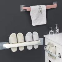 China Hot Selling Wall Mounted Shelf Floating No Drilling Towel Rack for Bathroom Living Room for sale
