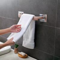 China Hot Selling Wall Mounted Shelf Floating No Drilling Towel Rack for Bathroom Living Room for sale