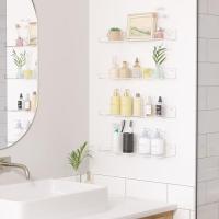 China Punch-Free Acrylic Wall Shelf for Bathroom Single Tier Wall Hanging Bookshelf and Decoration Storage Shelf for sale