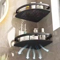 China 2025 Hot Selling Modern Wall Mounted Bathroom Toilet Toiletries Durable Aluminum Corner Shelf Storage Rack for sale