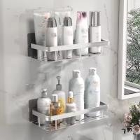 China 2025 Hot Selling Modern Wall Mounted Bathroom Toilet Toiletries Durable Aluminum Corner Shelf Storage Rack for sale