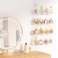 China Strong Adhesive Punch Free Acrylic Single Tier Wall Shelf for Bathroom Bookshelf Decoration Storage for sale
