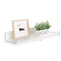China Strong Adhesive Punch Free Acrylic Single Tier Wall Shelf for Bathroom Bookshelf Decoration Storage for sale