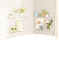 China Strong Adhesive Punch Free Acrylic Single Tier Wall Shelf for Bathroom Bookshelf Decoration Storage for sale