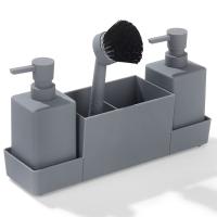 China Kitchen Soap Dispenser Sponge Rack Dishwashing Brush Holder Hand Washing Liquid Dispenser Bottles Bathroom Tray Sets Available for sale