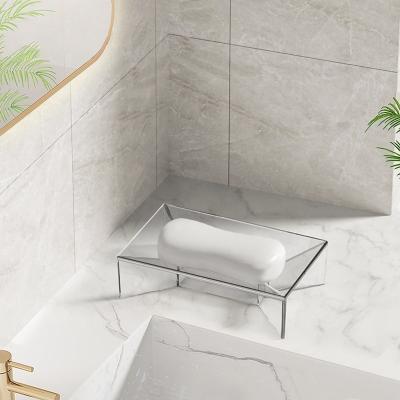 China New Design Portable Transparent Table Soap Rack Free Perforation Drain Storage Soap Rack for Household Bathroom Toilet for sale