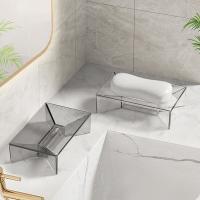 China New Design Portable Transparent Table Soap Rack Free Perforation Drain Storage Soap Rack for Household Bathroom Toilet for sale