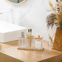 China Stylish Transparent Acrylic 4 - Piece Bathroom Toiletry Set for Organizing Soap Toothbrushes Cotton Swabs for sale
