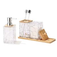 China Stylish Transparent Acrylic 4 - Piece Bathroom Toiletry Set for Organizing Soap Toothbrushes Cotton Swabs for sale