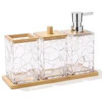 China Stylish Transparent Acrylic 4 - Piece Bathroom Toiletry Set for Organizing Soap Toothbrushes Cotton Swabs for sale