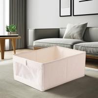 China Large Visual Window Cotton and Linen Foldable Household Fabric Storage Box Classic Square New Storage Bins for Clothes Shoes for sale