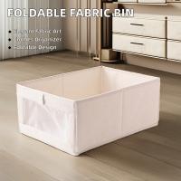 China Large Visual Window Cotton and Linen Foldable Household Fabric Storage Box Classic Square New Storage Bins for Clothes Shoes for sale