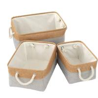 China Hot Sell High Quality Modern  Rectangle Fabric Storage Basket  Bedroom Collapsible Cloth Storage Bin for Underwear for sale