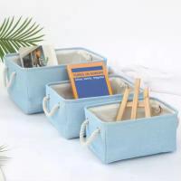 China Hot Sell High Quality Modern  Rectangle Fabric Storage Basket  Bedroom Collapsible Cloth Storage Bin for Underwear for sale