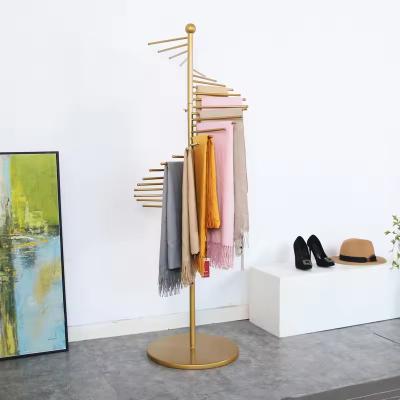 China Hot Selling Scarf and Jacket Display Rack Occupying Small Clothing Store Display Rack Floor Standing Display Rack Storage Rack for sale