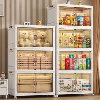 China Hot Selling Foldable Wardrobe Transparent Storage Cabinet Movable Multi-layer Organizer for Bedroom with Doors for sale