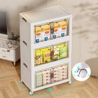 China Hot Selling Foldable Wardrobe Transparent Storage Cabinet Movable Multi-layer Organizer for Bedroom with Doors for sale