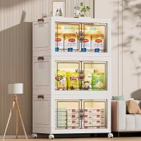 China Hot Selling Foldable Wardrobe Transparent Storage Cabinet Movable Multi-layer Organizer for Bedroom with Doors for sale
