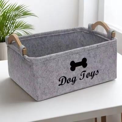 China Wholesale Inventory Multi-Use Felt Storage Basket for Pet Toys Laundry Home Organization for sale