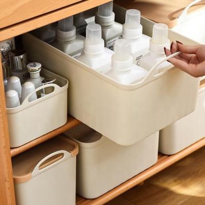 China Thickened Portable Storage Box Household Clothing Storage Box with Lid Toy Snacks Plastic Organizer Basket for sale