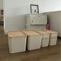 China Thickened Portable Storage Box Household Clothing Storage Box with Lid Toy Snacks Plastic Organizer Basket for sale