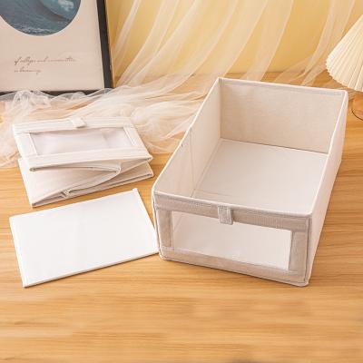 China Clear Window Linen Closet Baskets Foldable Organizer Bins for Kitchen Spice Storage Closet Clothing and Jeans Organization for sale