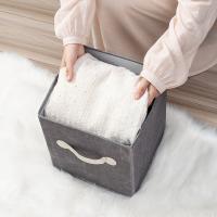 China Factory Custom Foldable Linen Storage Box Lidless Fabric Organizer Wardrobe Clothing Sundries Storage Box for sale