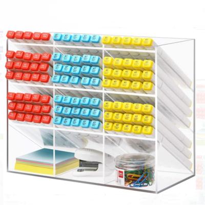 China Modern Transparent Acrylic Desk Storage Box Office Stationery Folding Pen Holder and Organizer for Home or Office Use for sale