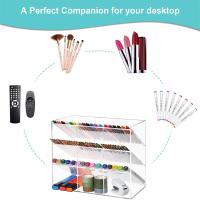 China Modern Transparent Acrylic Desk Storage Box Office Stationery Folding Pen Holder and Organizer for Home or Office Use for sale