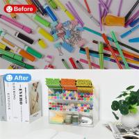 China Modern Transparent Acrylic Desk Storage Box Office Stationery Folding Pen Holder and Organizer for Home or Office Use for sale