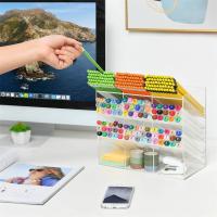 China Modern Transparent Acrylic Desk Storage Box Office Stationery Folding Pen Holder and Organizer for Home or Office Use for sale