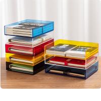 China 2-Tier Colorful Acrylic Office Organizer Drawer Large Paper Tray Easy Standing Installation Single Desktop Storage Storage Box for sale