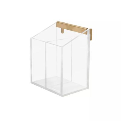 China Modern Clear Acrylic Single-Tier Office Organizer Transparent Two-Cell Wall Storage Box for Pencil and Office Supplies for sale