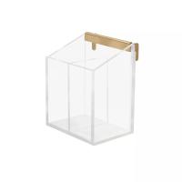 China Modern Clear Acrylic Single-Tier Office Organizer Transparent Two-Cell Wall Storage Box for Pencil and Office Supplies for sale