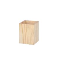 China Simple Desktop Storage Box Office Stationery Storage Box Ins Wind Wood Color Double Lattice Wooden Pen Holder for sale