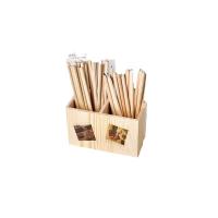 China Simple Desktop Storage Box Office Stationery Storage Box Ins Wind Wood Color Double Lattice Wooden Pen Holder for sale