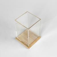 China Custom Transparent Acrylic Bamboo Pen Holder with Magnetic Card Use Creative Square Stationery for Office for sale