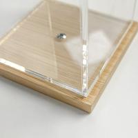 China Custom Transparent Acrylic Bamboo Pen Holder with Magnetic Card Use Creative Square Stationery for Office for sale