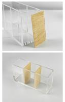 China Custom Transparent Acrylic Bamboo Pen Holder with Magnetic Card Use Creative Square Stationery for Office for sale