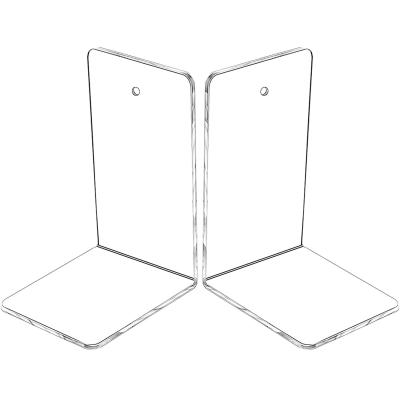 China Modern 2-Piece Custom Transparent Acrylic Bookend Rectangle-shaped Bookshelf Arrangement Multifunctional Office Organizer for sale