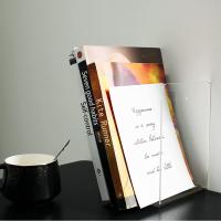 China Modern 2-Piece Custom Transparent Acrylic Bookend Rectangle-shaped Bookshelf Arrangement Multifunctional Office Organizer for sale