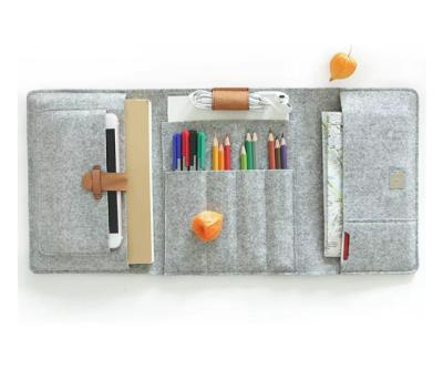 China Large Capacity Stationery Pen Bag Felt Multifunctional Notebook Cover Advertising Gift Pencil Mobile Phone Storage Bag for sale